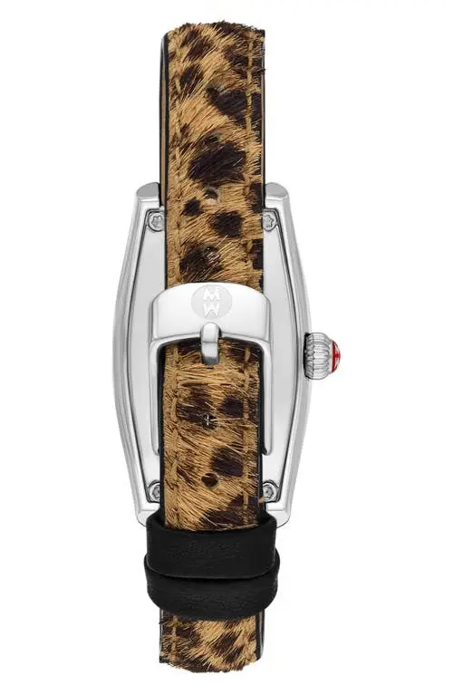 Michele Special Edition Diamond Coquette Genuine Calf Hair Strap Watch