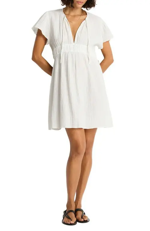 SEA LEVEL Cotton Cover-up Dress - White