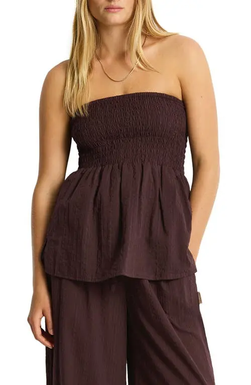 SEA LEVEL Shirred Strapless Top