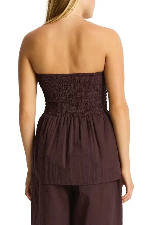 SEA LEVEL Shirred Strapless Top
