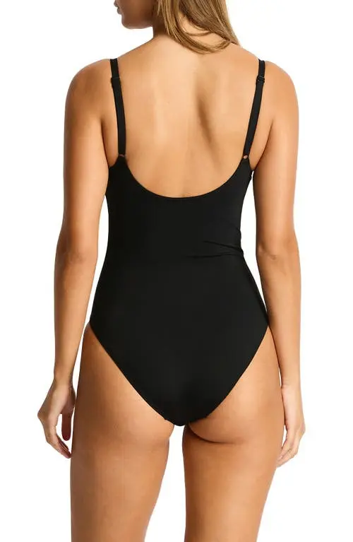 SEA LEVEL Cross Front One-piece Swimsuit - Black