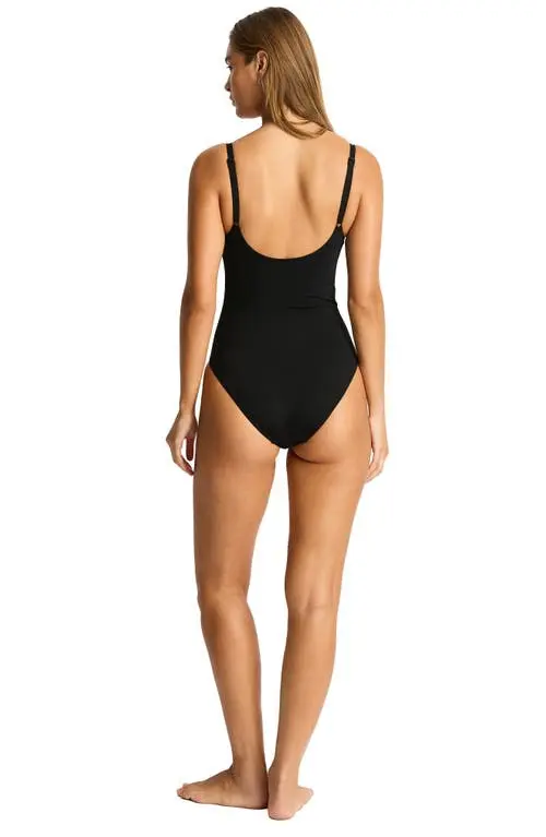 SEA LEVEL Cross Front One-piece Swimsuit - Black