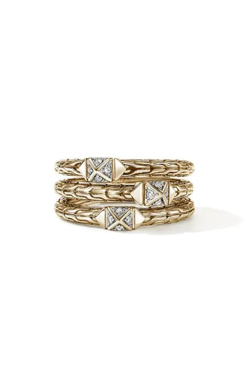 John Hardy Icon Stud Triple Row Ring - Gold