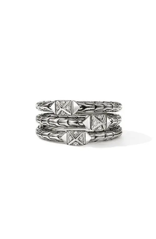 John Hardy Icon Stud Triple Row Ring - Silver
