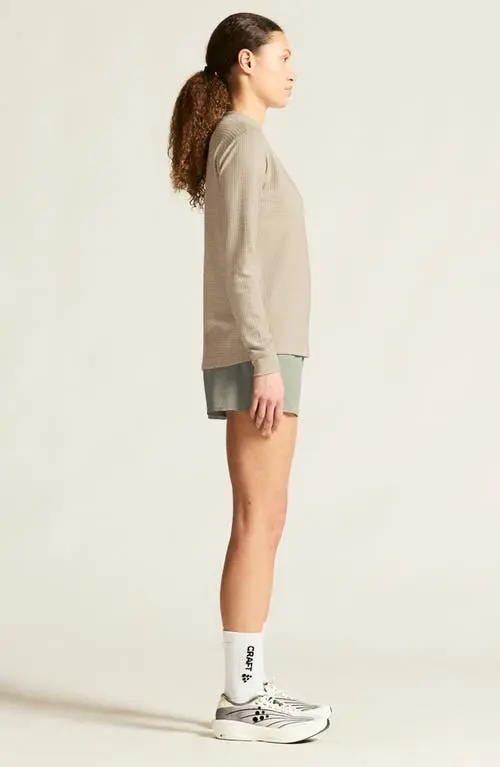 CRAFT Waffle Knit Long Sleeve T-shirt - Plaster
