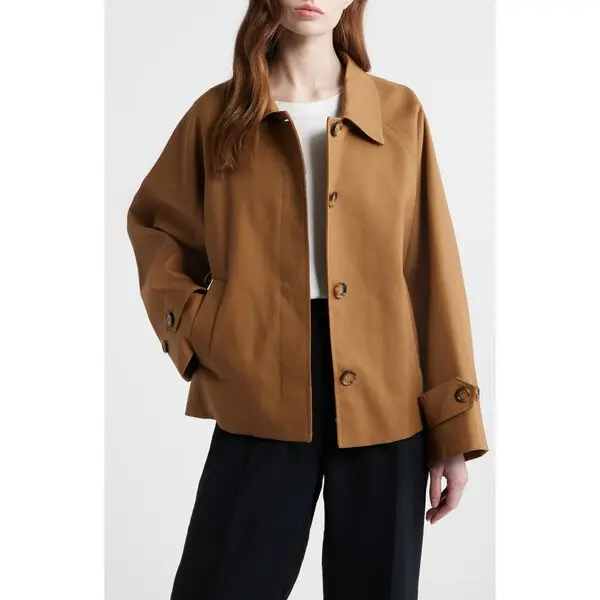Mango Cuba Oversize Short Cotton Trench Coat - Medium Brown