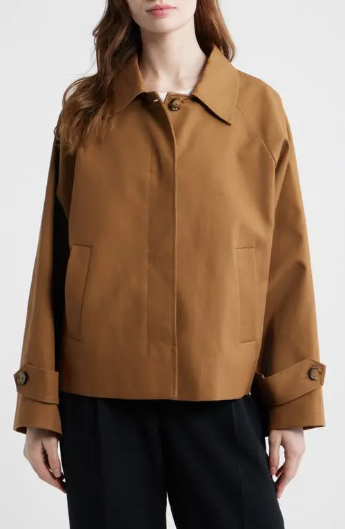 Mango Cuba Oversize Short Cotton Trench Coat - Medium Brown