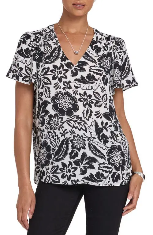 NYDJ Pleated Back Flutter Sleeve Top