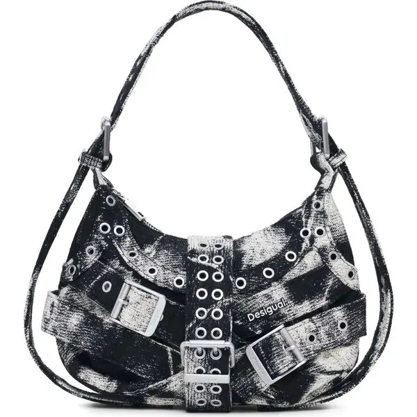 Desigual Logo Belt Detail Shoulder Bag - Light Gray