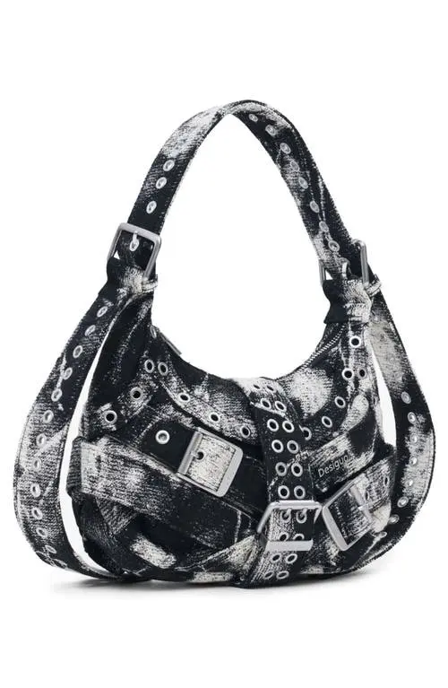Desigual Logo Belt Detail Shoulder Bag - Light Gray