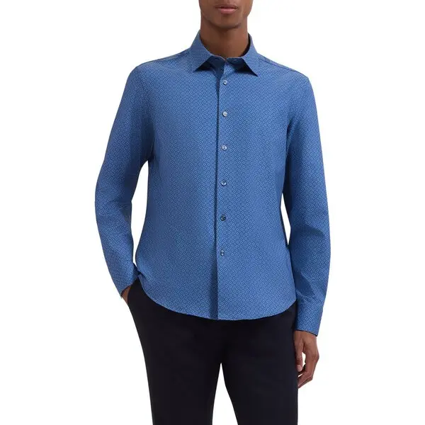 Bugatchi Jimmy Ooohcotton® Geo Print Button-up Shirt - Cobalt