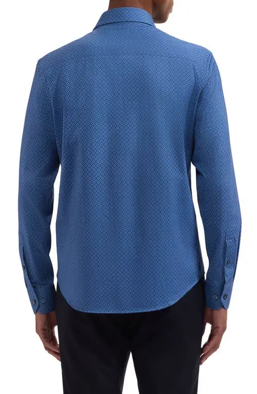Bugatchi Jimmy Ooohcotton® Geo Print Button-up Shirt - Cobalt
