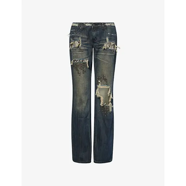 JADED LONDON Distressed Studded Denim Jeans - Multi
