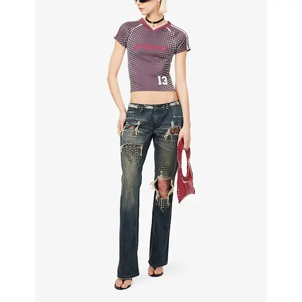 JADED LONDON Distressed Studded Denim Jeans