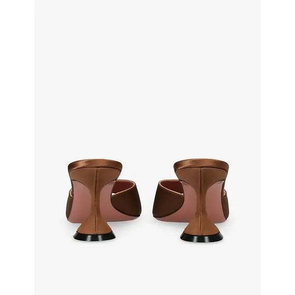Amina Muaddi Lupita 70 Silk-satin Heeled Mules - Brown