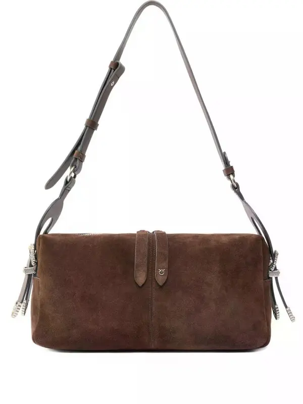 Pinko Medium Keeper Suede Shoulder Bag - Brown