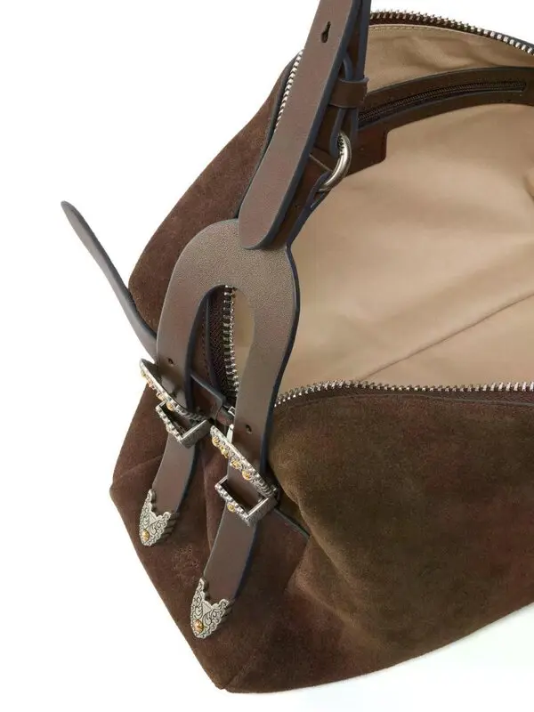 Pinko Medium Keeper Suede Shoulder Bag - Brown