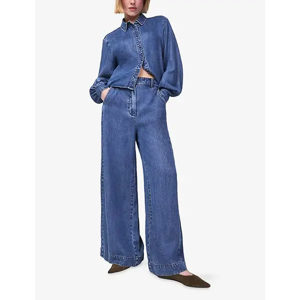 RO&ZO Tailored Wide-leg Denim-blend Jeans