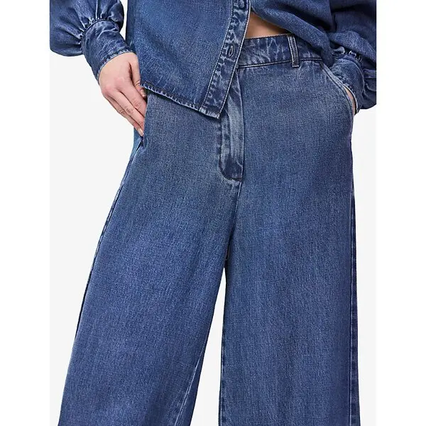 RO&ZO Tailored Wide-leg Denim-blend Jeans