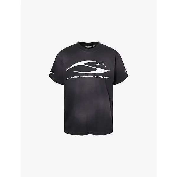 HELLSTAR Cursive Logo-print Cotton T-shirt - Black