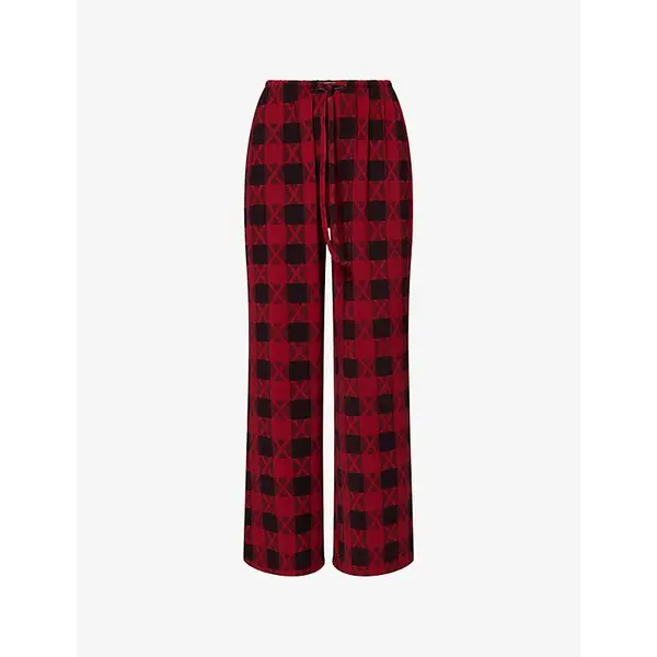 SAVAGE X FENTY Modal-jersey Pyjama Bottoms - Red Cognac Buf Plaid Prt
