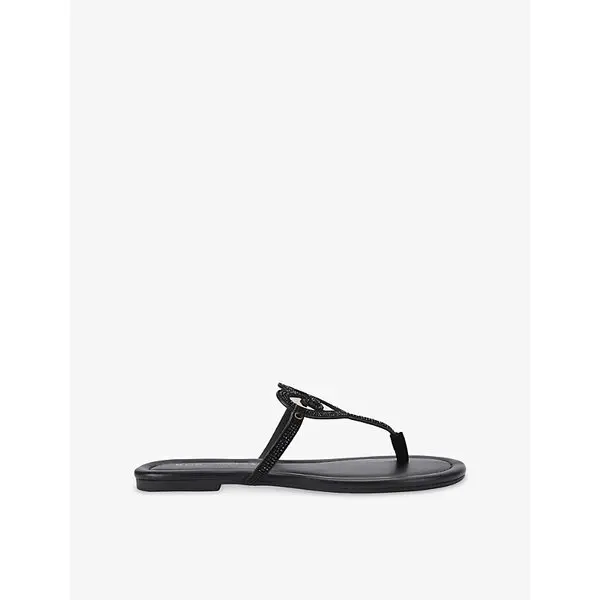 Kurt Geiger Leather Heart T-bar Sandals - Black