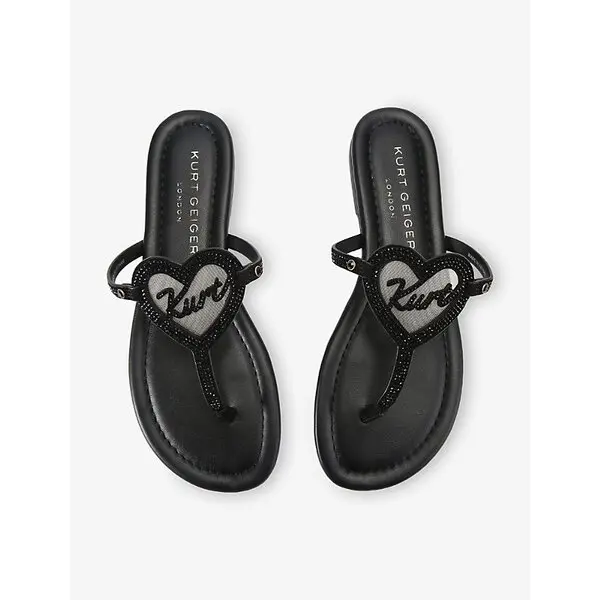 Kurt Geiger Leather Heart T-bar Sandals - Black