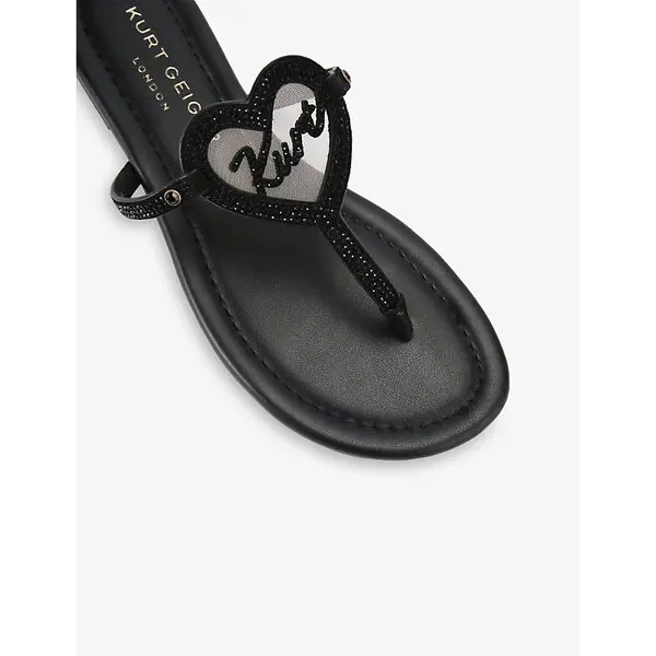 Kurt Geiger Leather Heart T-bar Sandals - Black