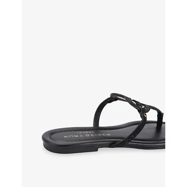 Kurt Geiger Leather Heart T-bar Sandals - Black