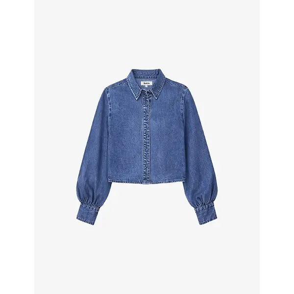 RO&ZO Cropped Long-sleeve Denim Shirt