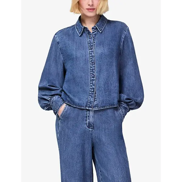 RO&ZO Cropped Long-sleeve Denim Shirt