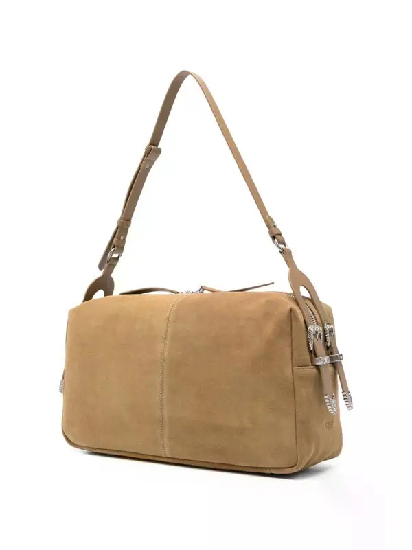 Pinko Suede Shoulder Bag With Western-inspired Embellishments - Neutrals