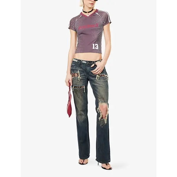 JADED LONDON Graphic-pattern Stretch-jersey Top - Multi