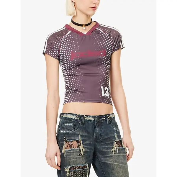 JADED LONDON Graphic-pattern Stretch-jersey Top - Multi