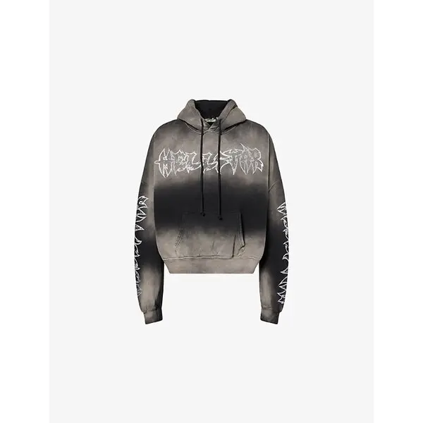 HELLSTAR Stars-shine Graffiti-print Cotton Hoody - Black