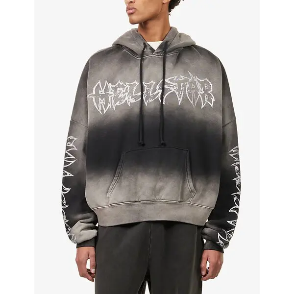 HELLSTAR Stars-shine Graffiti-print Cotton Hoody - Black