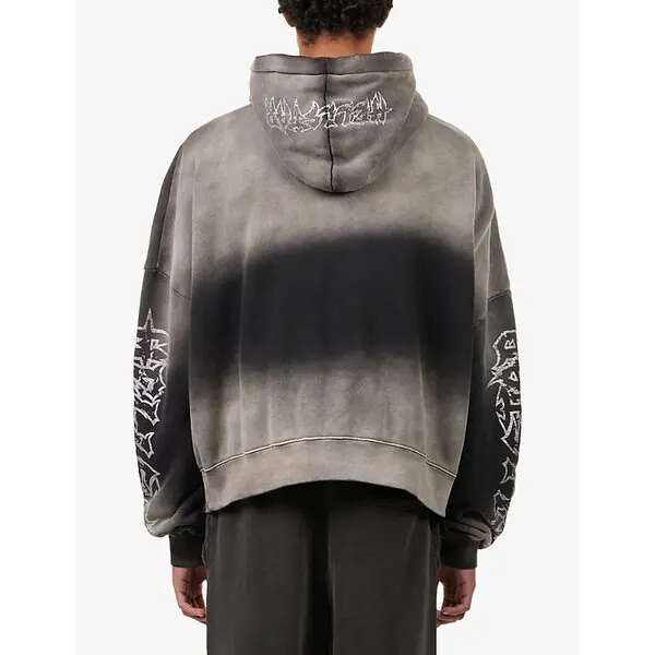 HELLSTAR Stars-shine Graffiti-print Cotton Hoody - Black