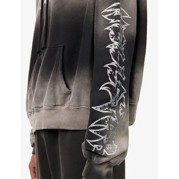 HELLSTAR Stars-shine Graffiti-print Cotton Hoody - Black