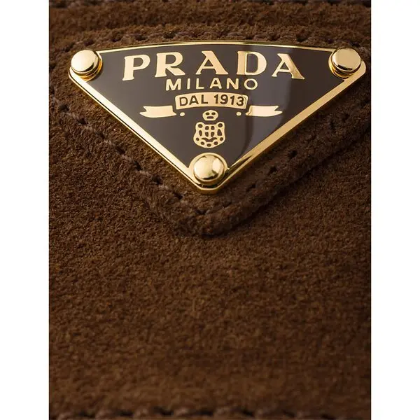 Prada Brand-plaque Suede Heeled Sandals - Brown