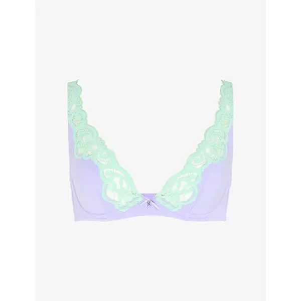 SAVAGE X FENTY Swirly Girly Unlined Woven Bra - Purp Poetry/sweet T Gren