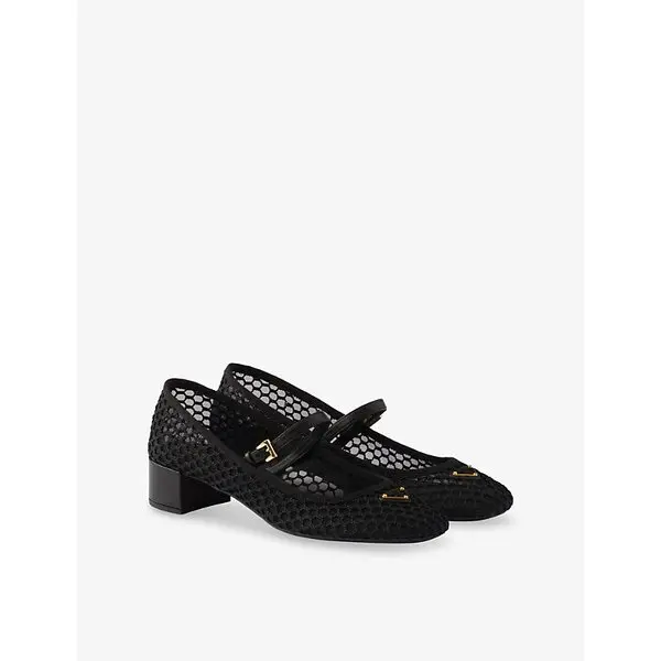 Prada Brand-plaque Mesh Courts - Black