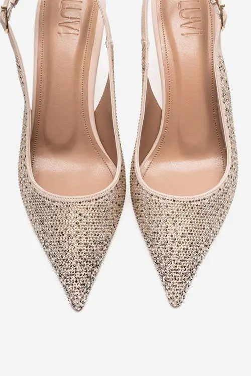 PROLOGUE SHOES Johanna Slingback Stiletto Pumps - Nude