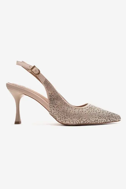 PROLOGUE SHOES Johanna Slingback Stiletto Pumps - Nude
