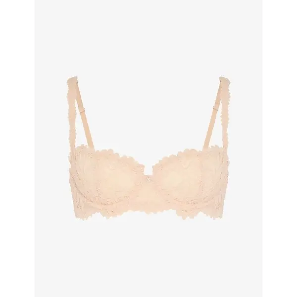 SAVAGE X FENTY Romantic Unlined Balconette Corded Lace Bra - Honey Nude