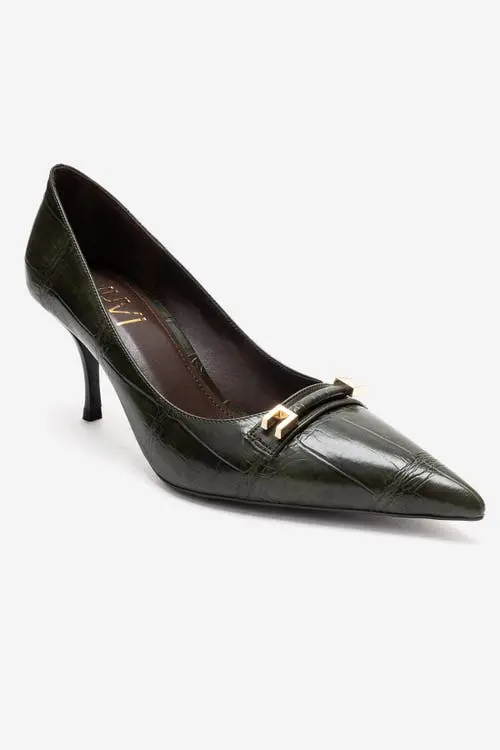 PROLOGUE SHOES Poesy Pointed-toe Stiletto Pump - Green Print
