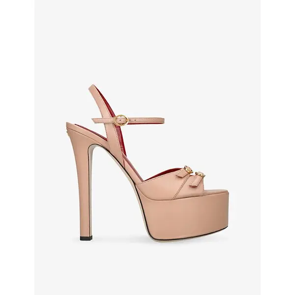 Valentino Garavani Crasher 145 Leather Platform Sandals - Blush