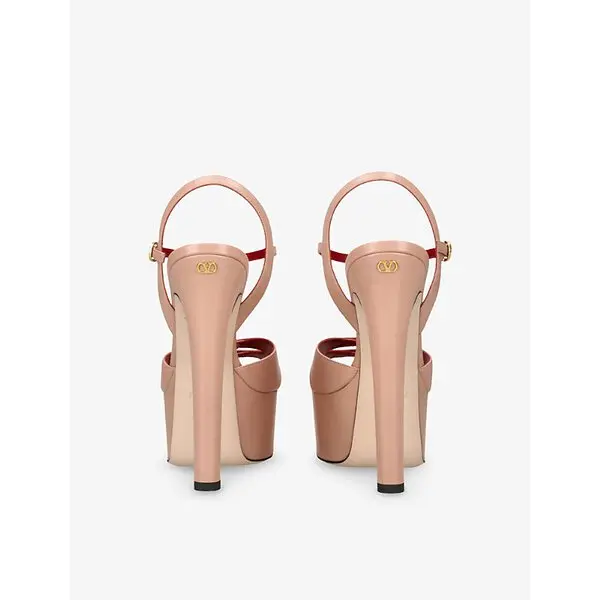 Valentino Garavani Crasher 145 Leather Platform Sandals - Blush