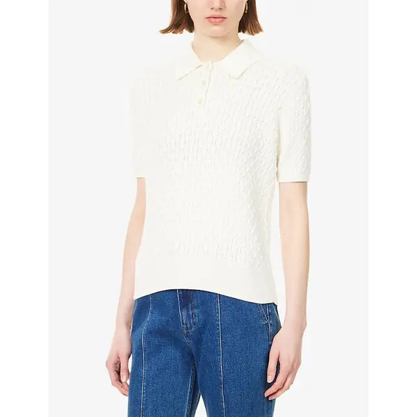 Theory Cashmere Cable-knit Polo Shirt - Ivory