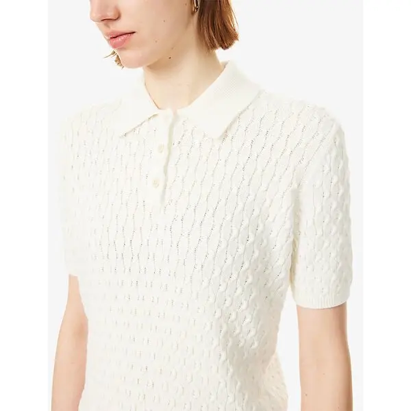 Theory Cashmere Cable-knit Polo Shirt - Ivory