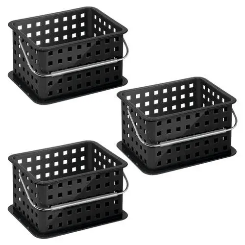 IDESIGN Small Stackable Shower Basketset Of 3made In Usa - Black
